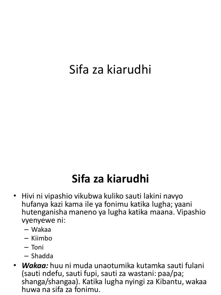 Sifa Za Kiarudhi | PDF