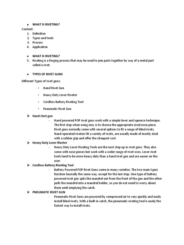 Overview of the Riveting Process | PDF