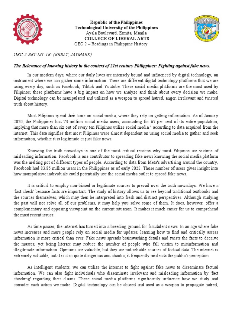 Reading in History Essay | PDF | Social Media | Popular Culture & Media ...
