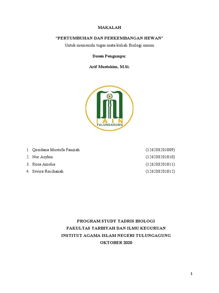MAKALAH Biologi 3 Pertumbuhan Dan Perkembangan Hewan | PDF | Pengembangan Diri | Kesehatan Holistik