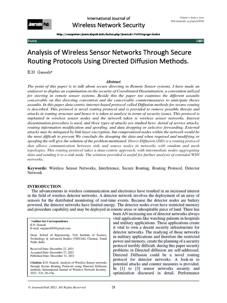 28 32 Analysis Of Wireless Sensor Networks Through Secure Routing Protocols Download Free