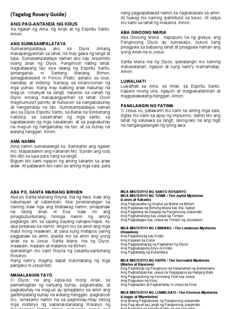 Tagalog Rosary Guide | PDF