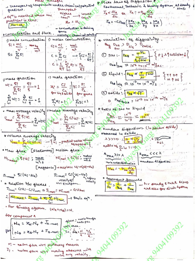 Mass Transfer Notes | PDF