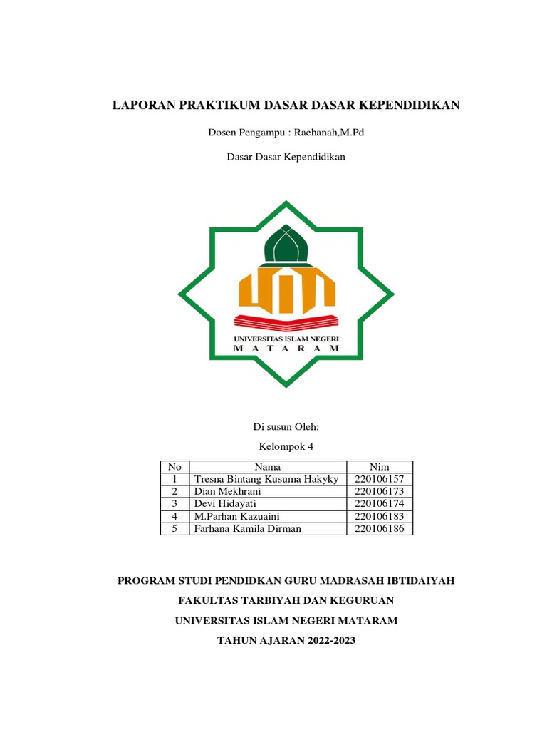 Laporan Praktikum Dasar Dasar Kependidikan | PDF