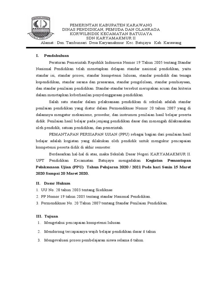Proposal Ppu Tahun Ajaran 2020 2021 | PDF