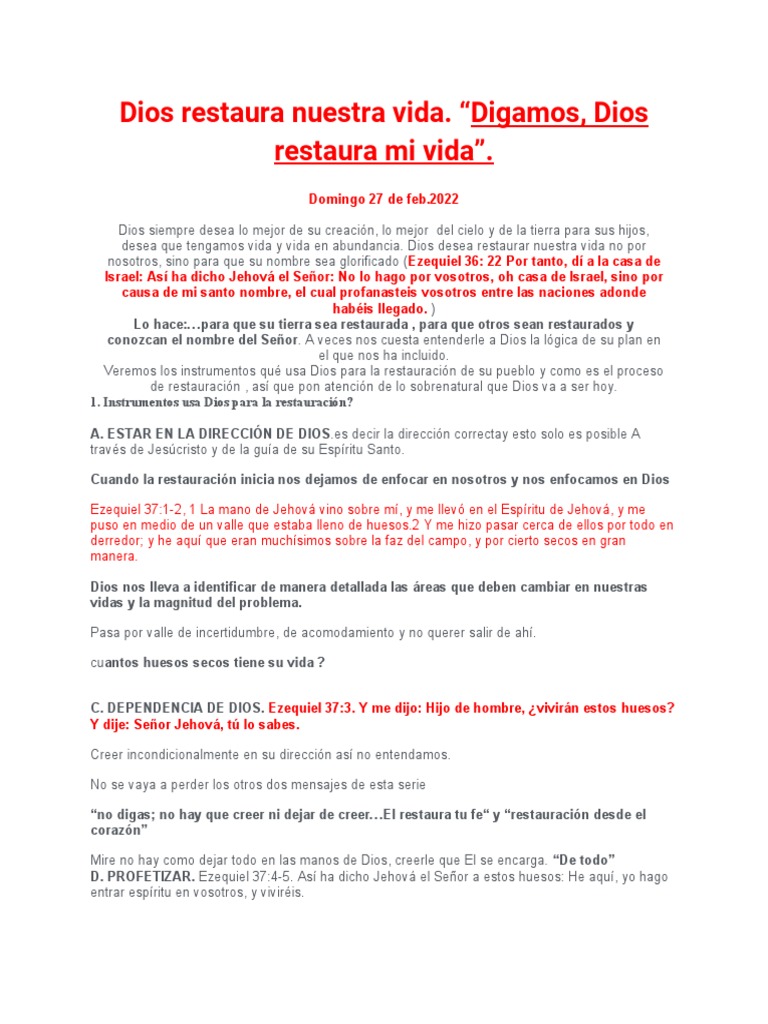 Dios Restaura Nuestras Vidas | PDF | Religión y espiritualidad