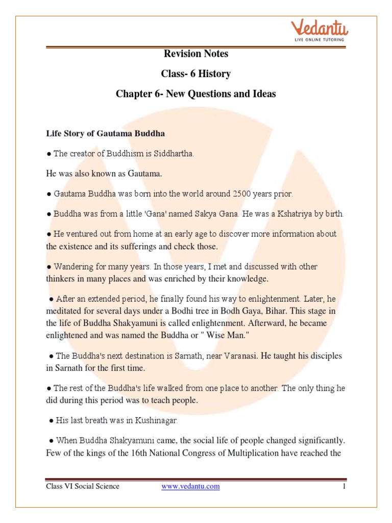 CBSE Class 6 History Chapter 6 Notes - New Questions and Ideas | PDF