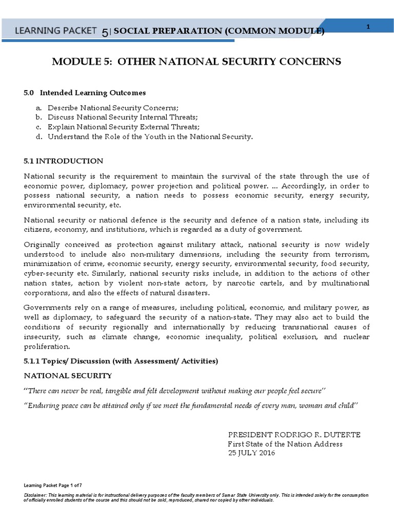Learning Packet of NSTP Module 5 | PDF | National Security