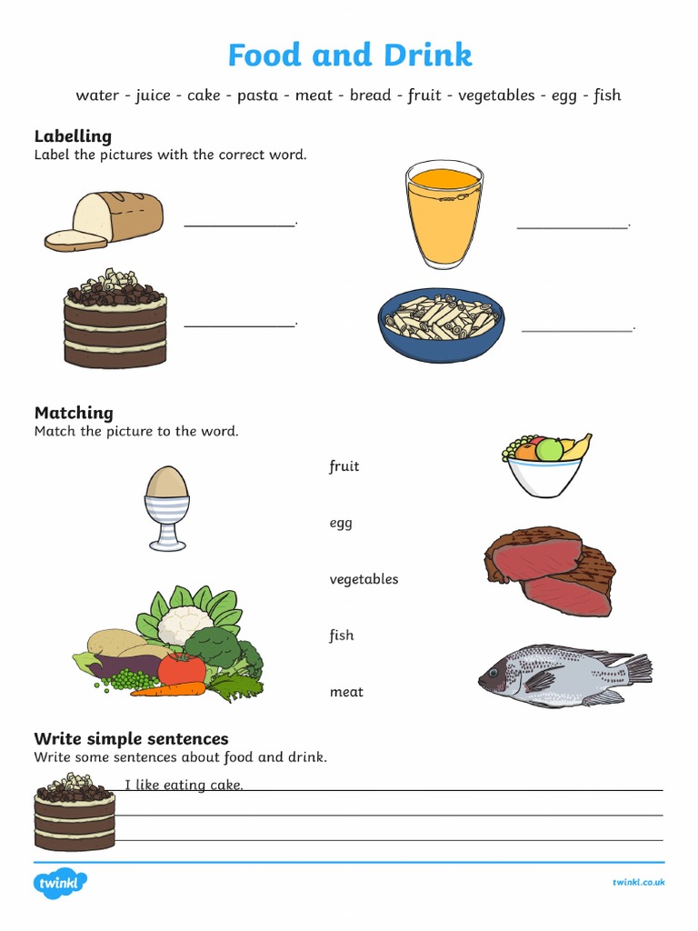 Food and Drink Activity Sheet | PDF