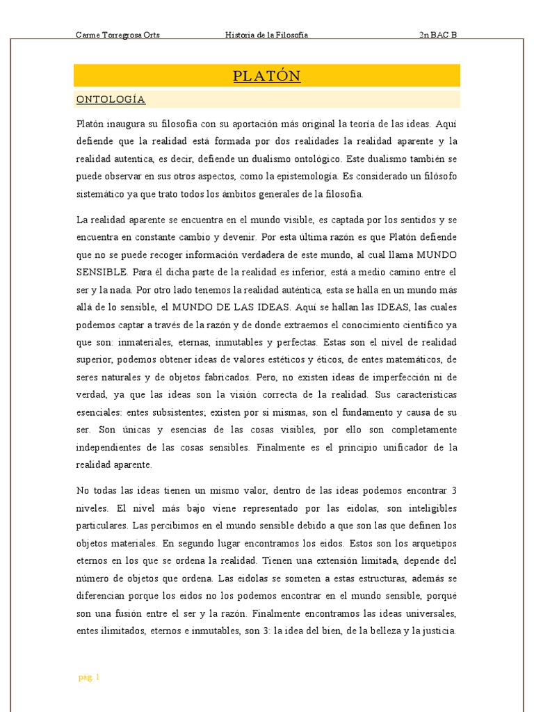 Platón | PDF | Platón | Conocimiento