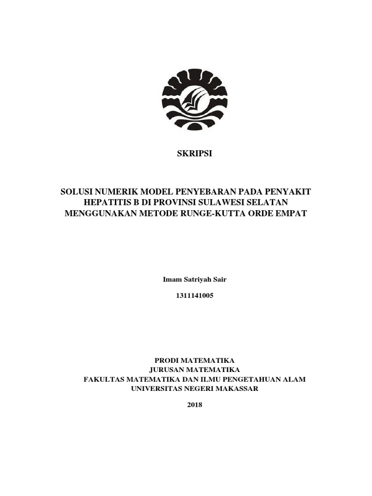 Skripsi Solusi Numerik Model Penyebaran Pada Penyakit Hepatitis B Di ...