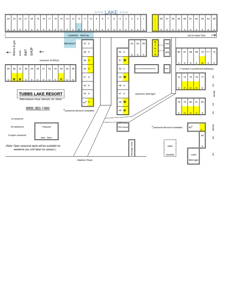 Tubbs Lake Resort Camping Map | PDF
