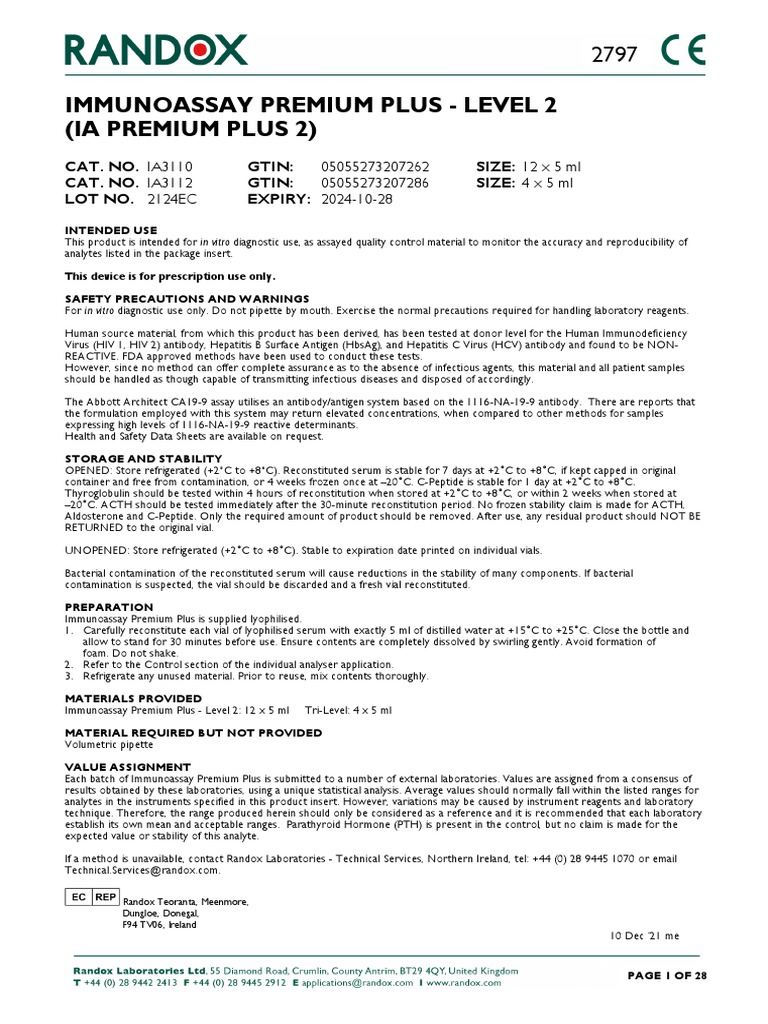 IA Level 2 Randox Control | PDF