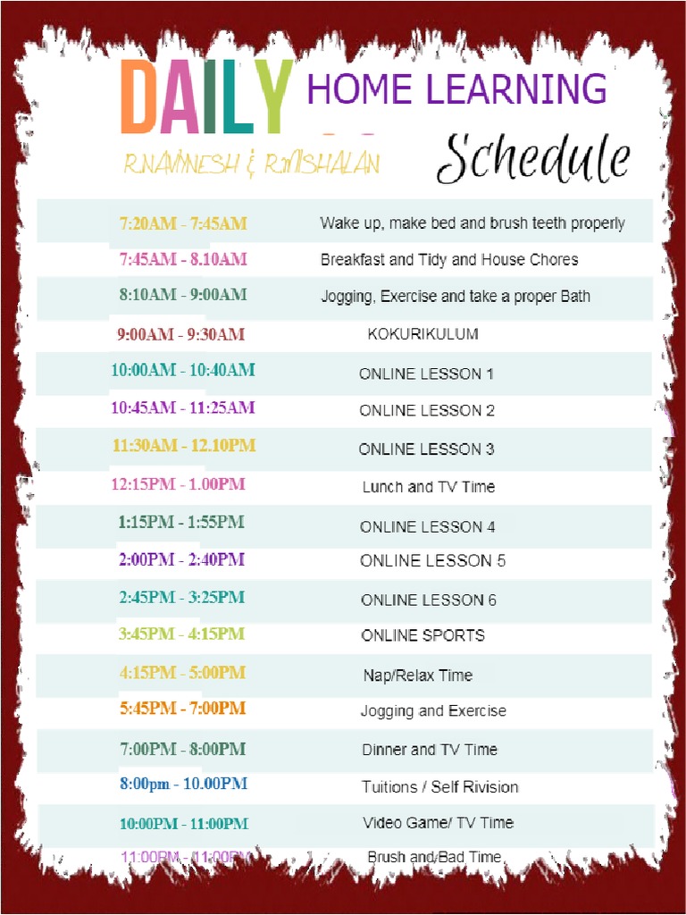 Home Learning Chart Mei | PDF