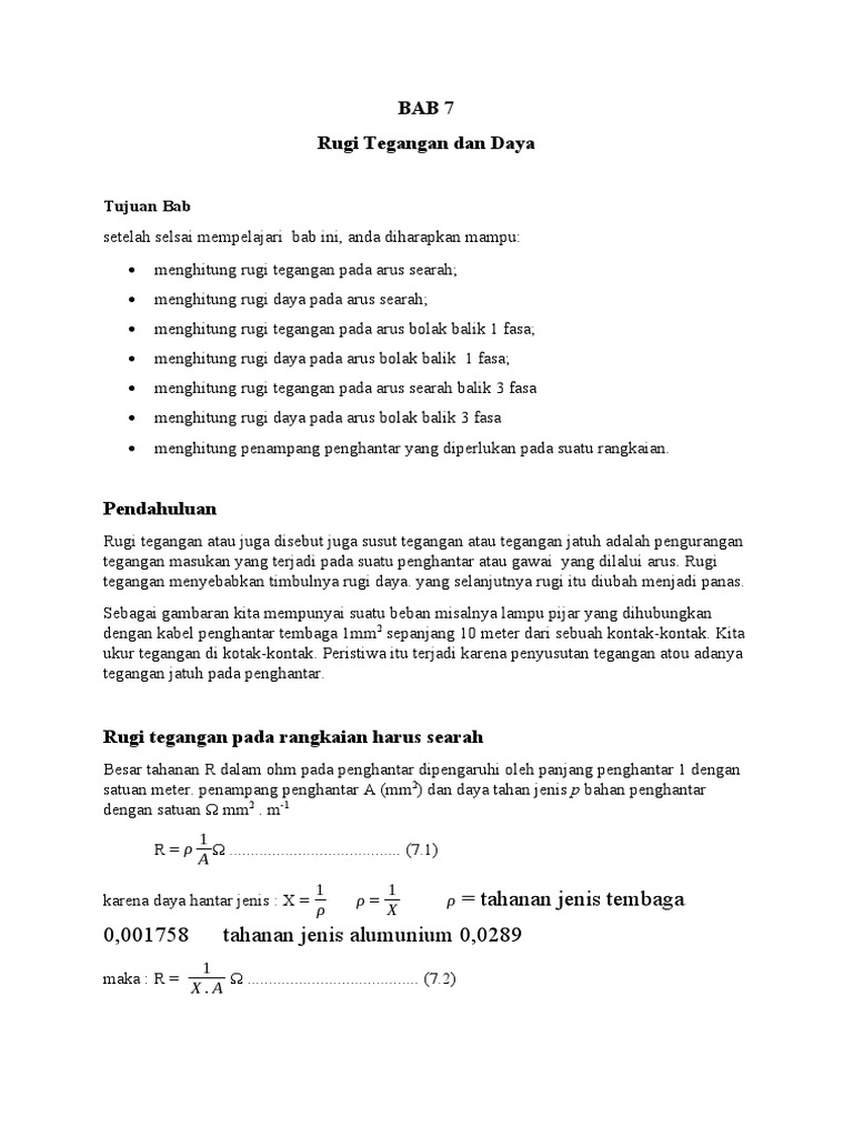 Rugi Tegangan dan Daya Listrik | PDF