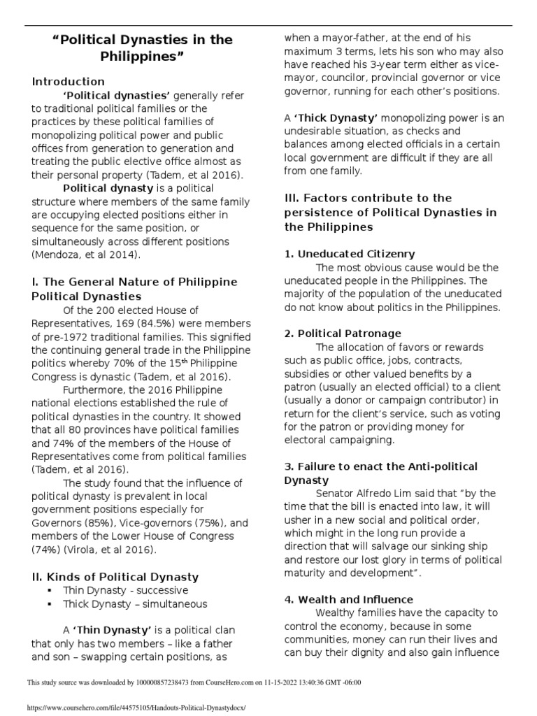 Handouts Political Dynasty | PDF | History