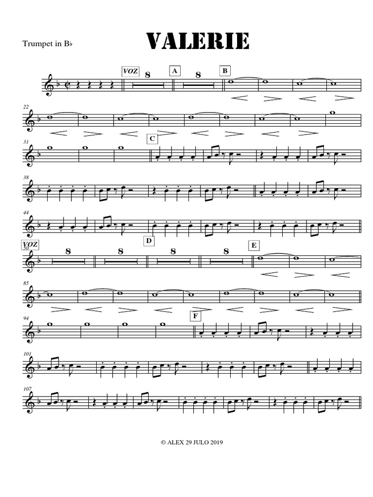 Score Valerie - Trumpet in BB | PDF