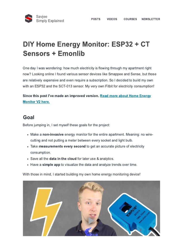 DIY Home Energy Monitor - ESP32 + CT Sensors + Emonlib - Savjee | PDF ...