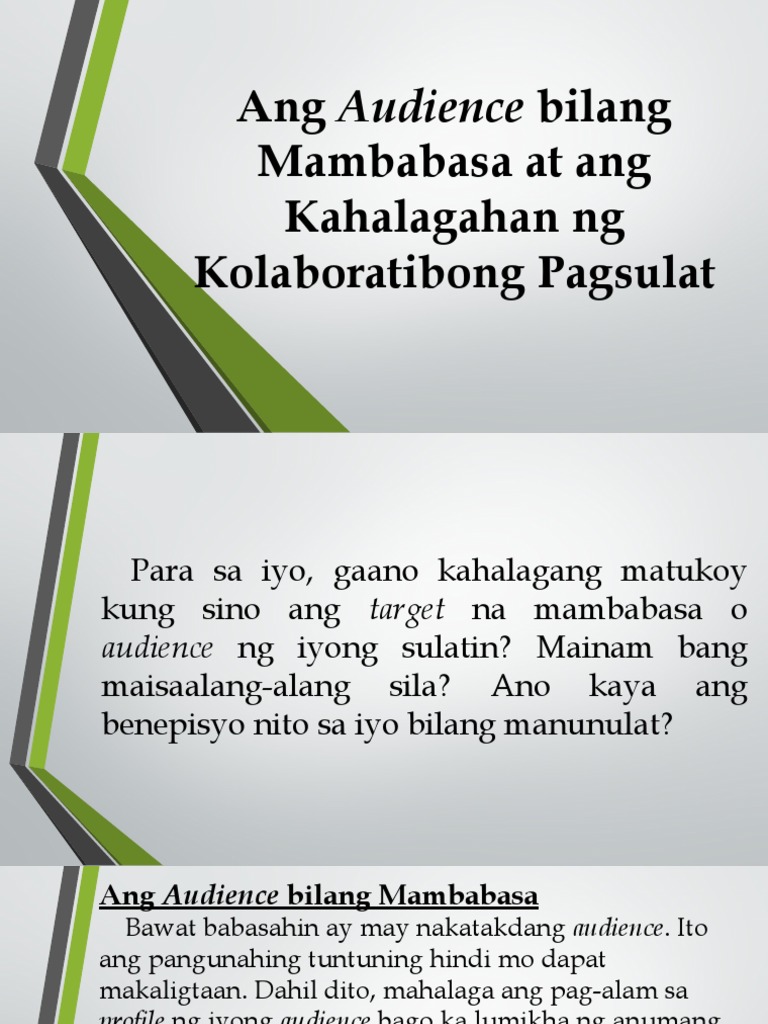 Ang Audience Bilang Mambabasa at Ang Kahalagahan NG | PDF