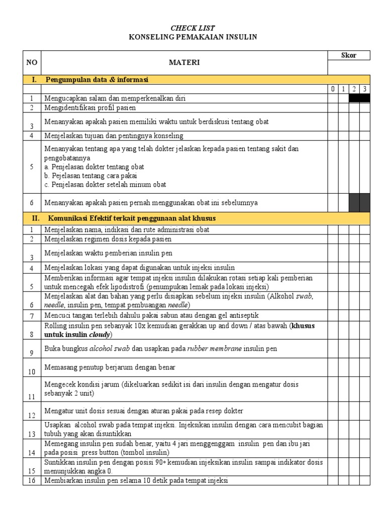 CHECK LIST Insulin 2022 | PDF