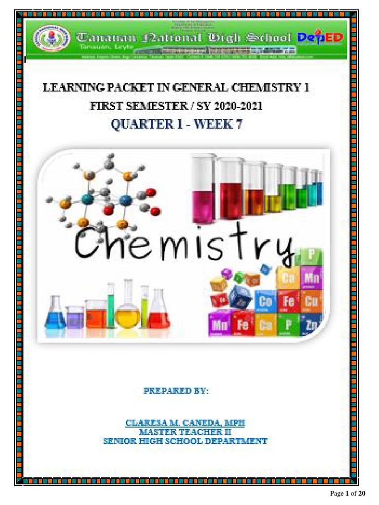 LEARNING ACTIVITY SHEET-CHEM 1 q1 Week 7 | PDF | Chemical Polarity ...