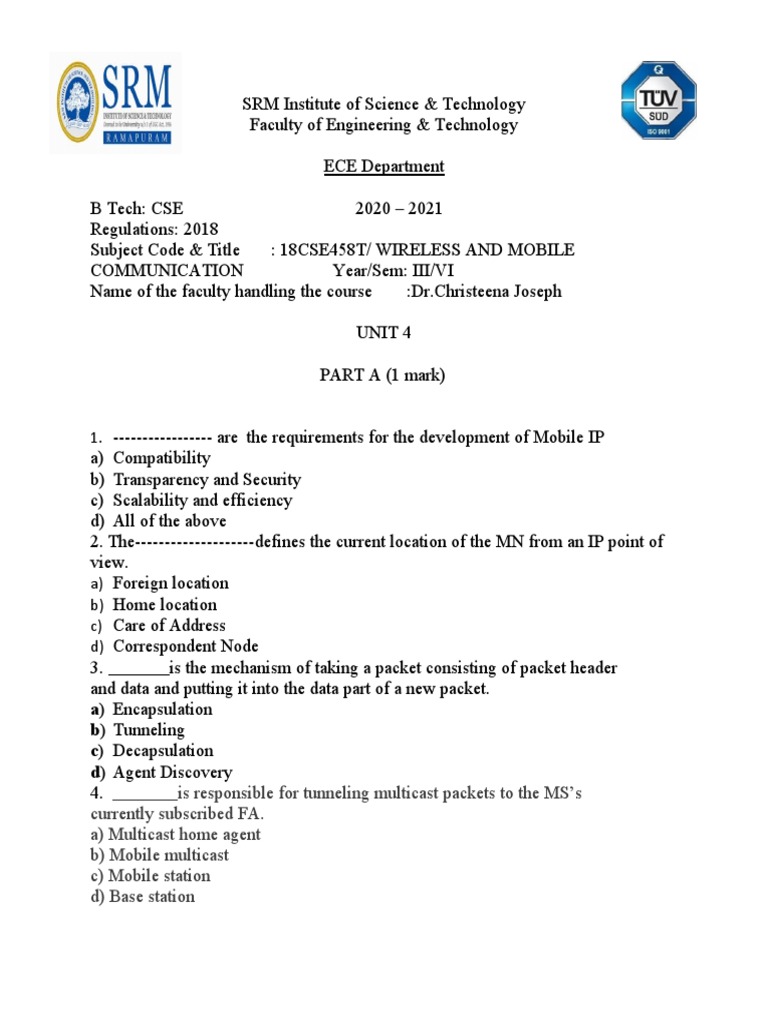 WMC MCQ 4 5 PDF | PDF