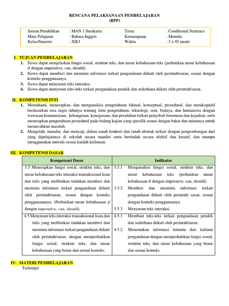 RPP Conditional 12 | PDF