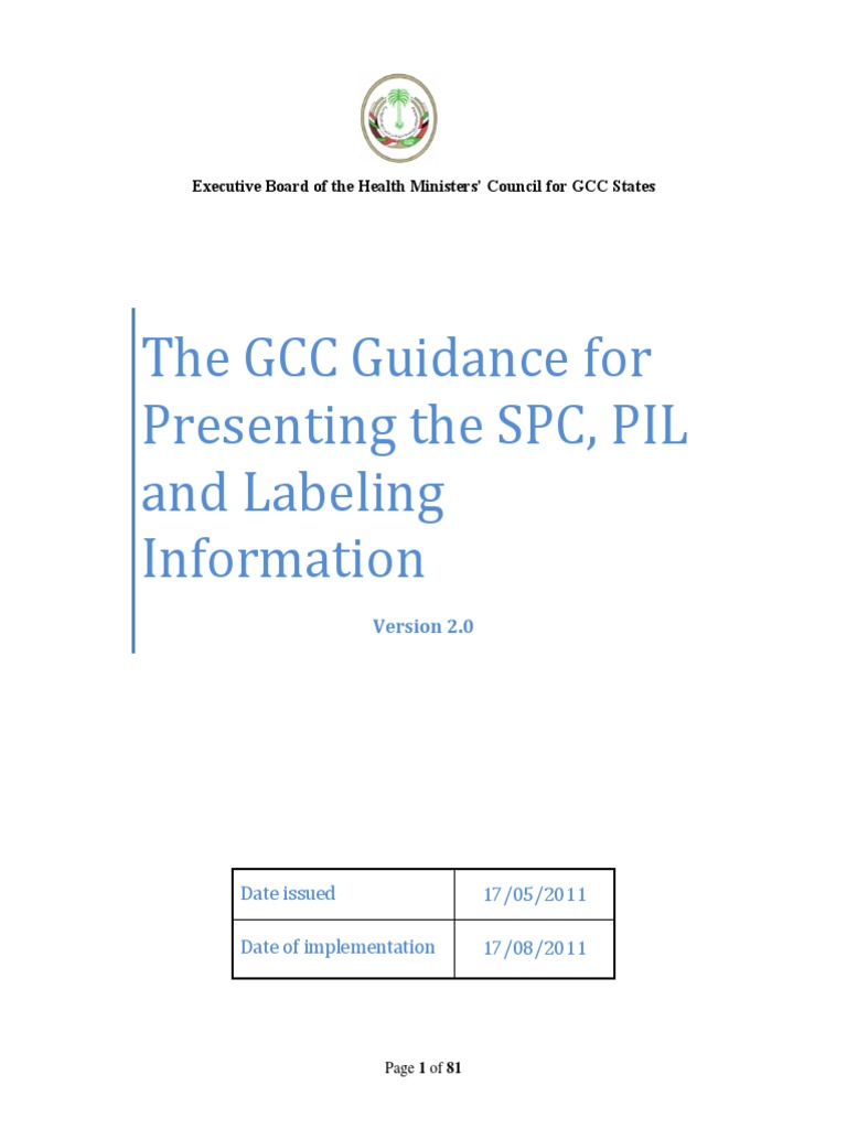 The GCC Guidance For Presenting The SPC, PIL and Labeling Information | PDF