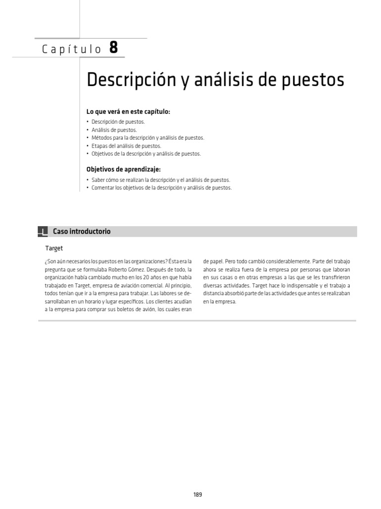 Descripción y Análisis de Puestos | PDF