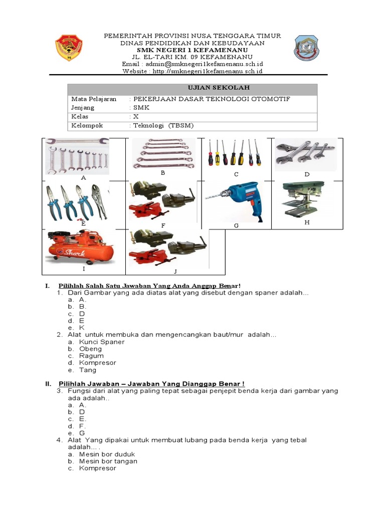 Soal Pdto Kelas X TBSM 2022 | PDF