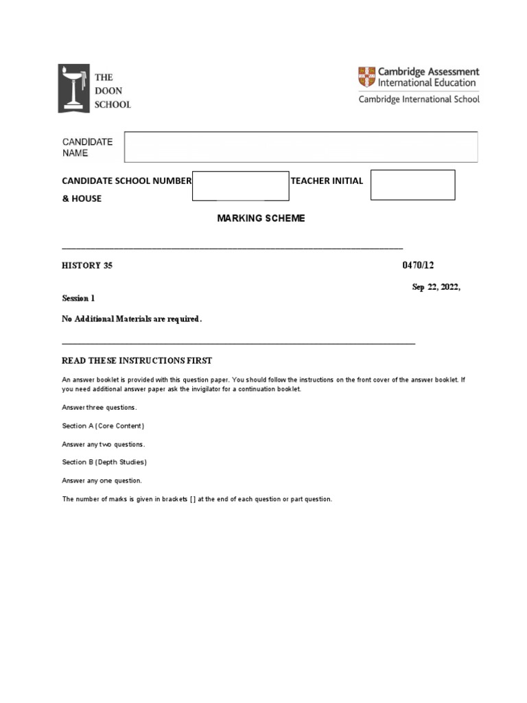 A FORM IGCSE Paper 1 Sep Trials 2022 MS | PDF | Iranian Revolution ...
