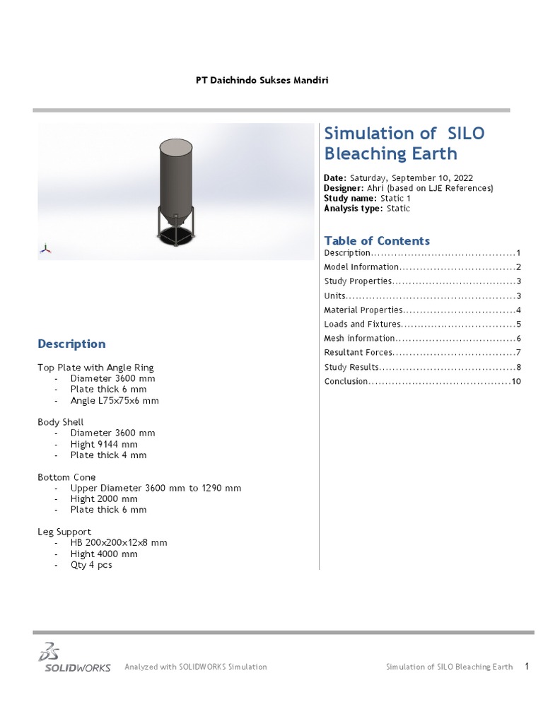 SILO Bleaching Earth-Static 1 | PDF | Young's Modulus | Strength Of Materials