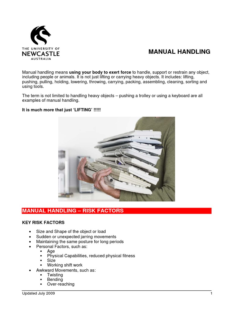 Manual Handling Information | PDF | Hand | Limbs (Anatomy)