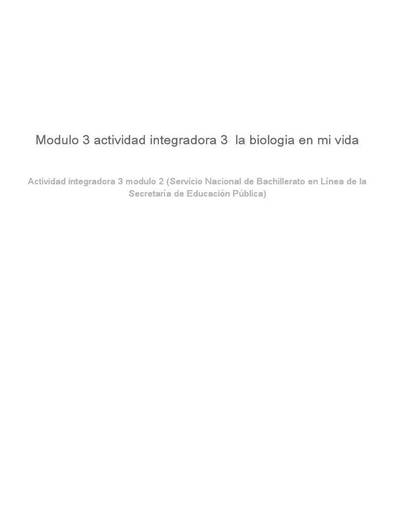 Modulo 3 Actividad Integradora 3 La Biologia en Mi Vida | PDF