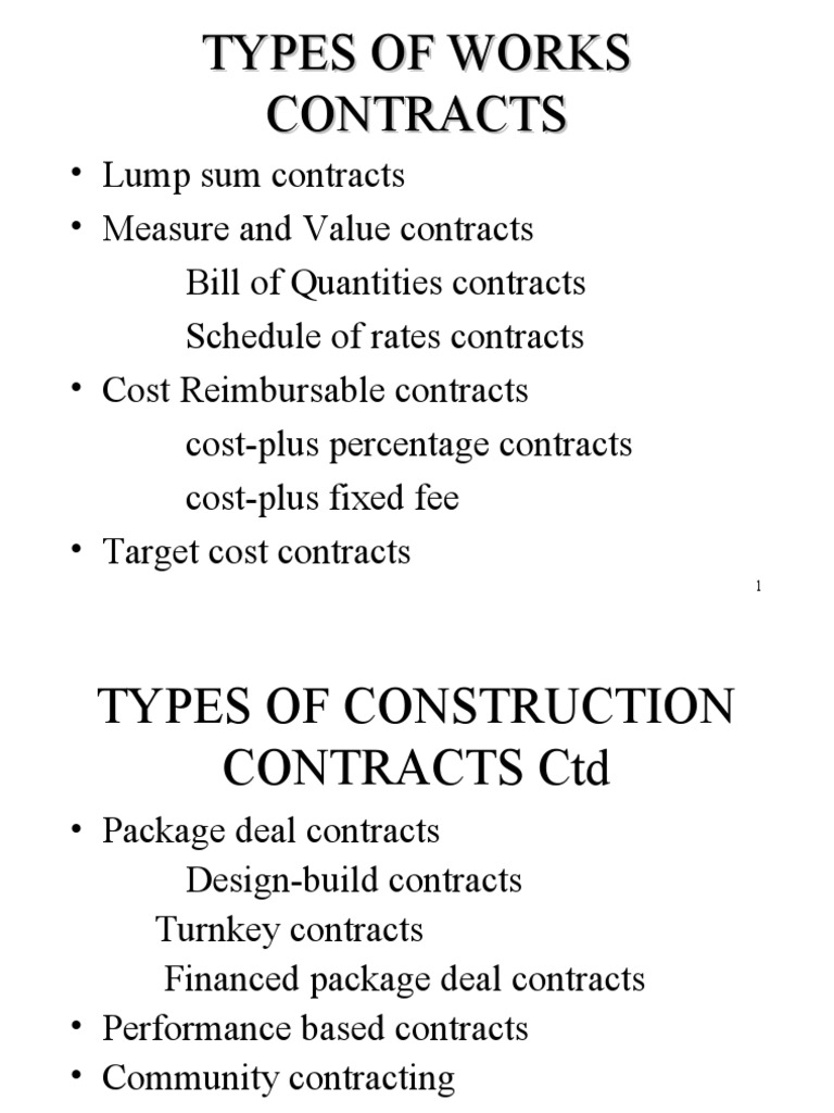Overview of Construction Contract Types | PDF