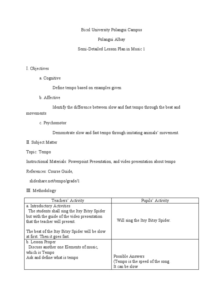 Semi-Detailed Lesson Plan | PDF