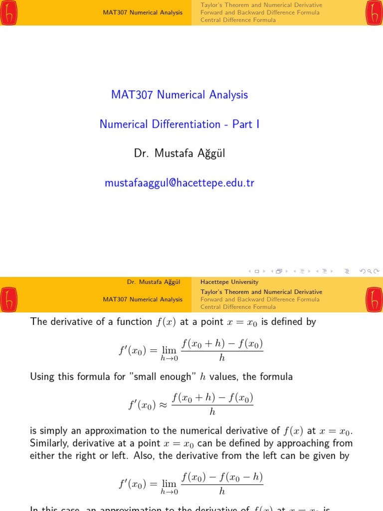 9th Numerical Differentiation - Part I | Download Free PDF | Finite Difference | Derivative