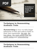 Techniques in Summarizing Academic Texts | PDF