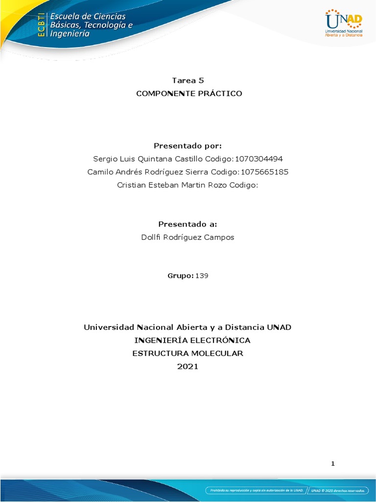 Tarea5-Componente Practico. | PDF | Rotación | Química