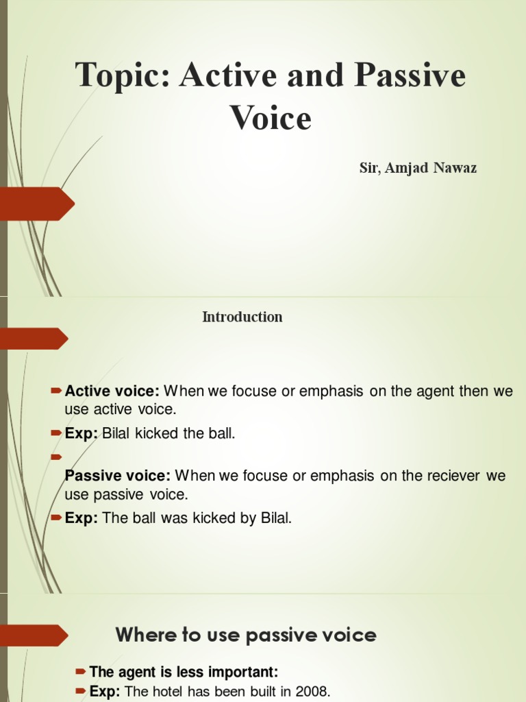 Active and Passive Vioce | PDF | Verb | Grammatical Tense