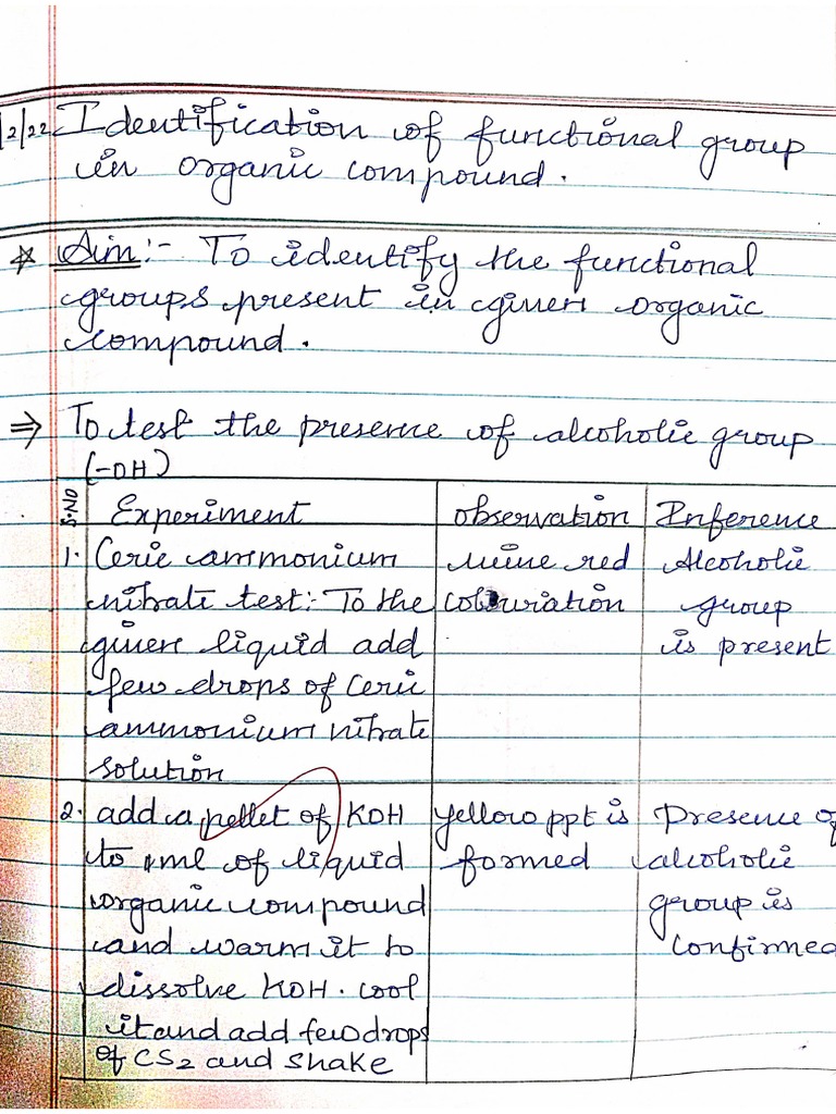 Identification of Functional Group in Organic Compound | PDF