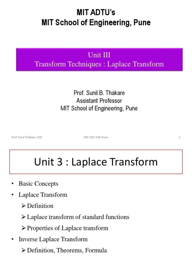 Unit-3 Laplace Transform-Lecture Notes | PDF Unit-3 Laplace Transform-Lecture Notes | PDF