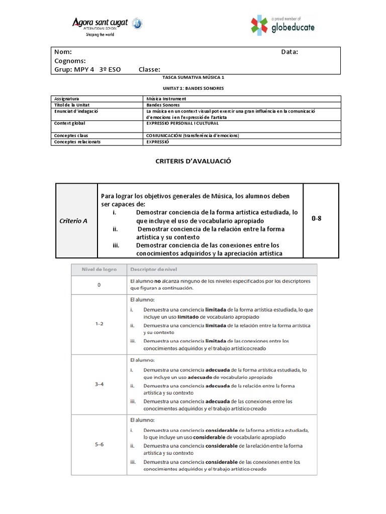 SUMATIVA Crit A I D | PDF