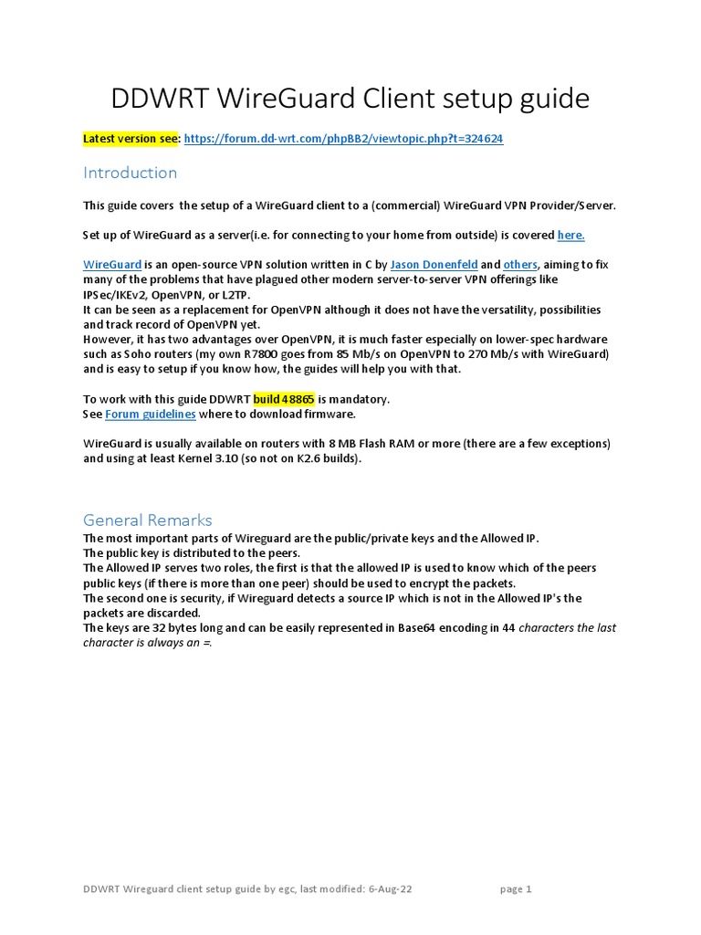 DDWRT WireGuard Client Setup Guide v33 | PDF