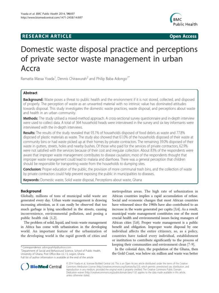 Domestic Waste Disposal Practice and Perceptions of Private Sector ...