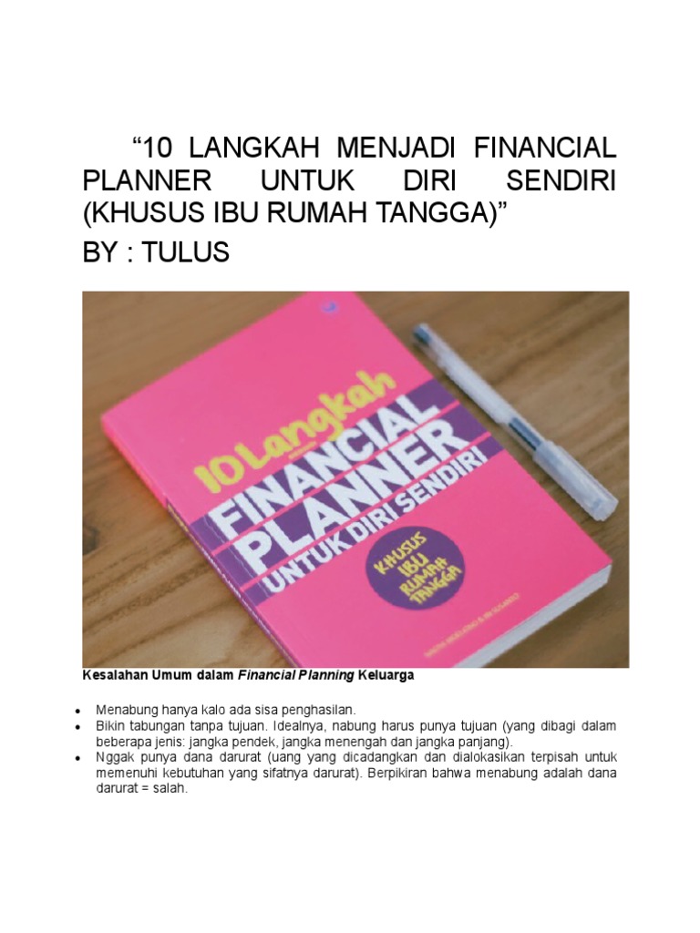 10 Langkah Menjadi Financial Planner Untuk Diri Sendiri | PDF