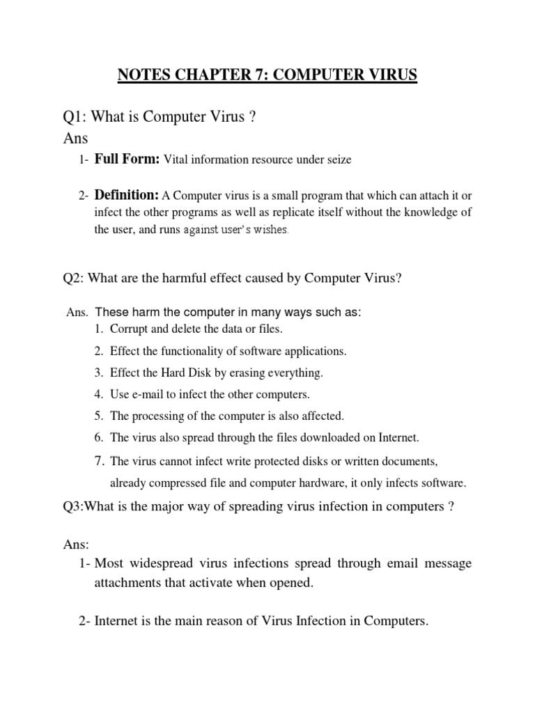 Typo NOTES CHAPTER 7 Computer Virus | PDF | Computer Virus | Malware