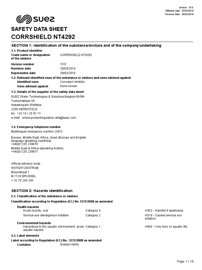 Suez CORRSHIELD NT4292 | PDF