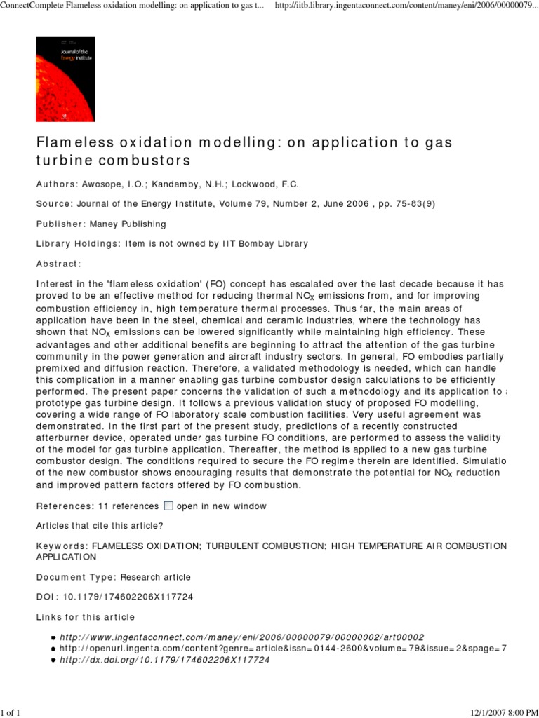 ConnectComplete Flameless Oxidation Modelling - On Application.. | PDF ...