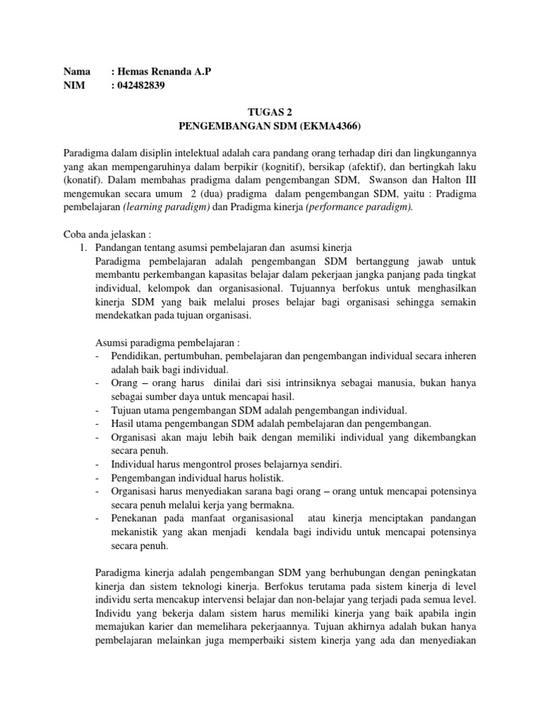 Tugas 2 Pengembangan SDM | PDF